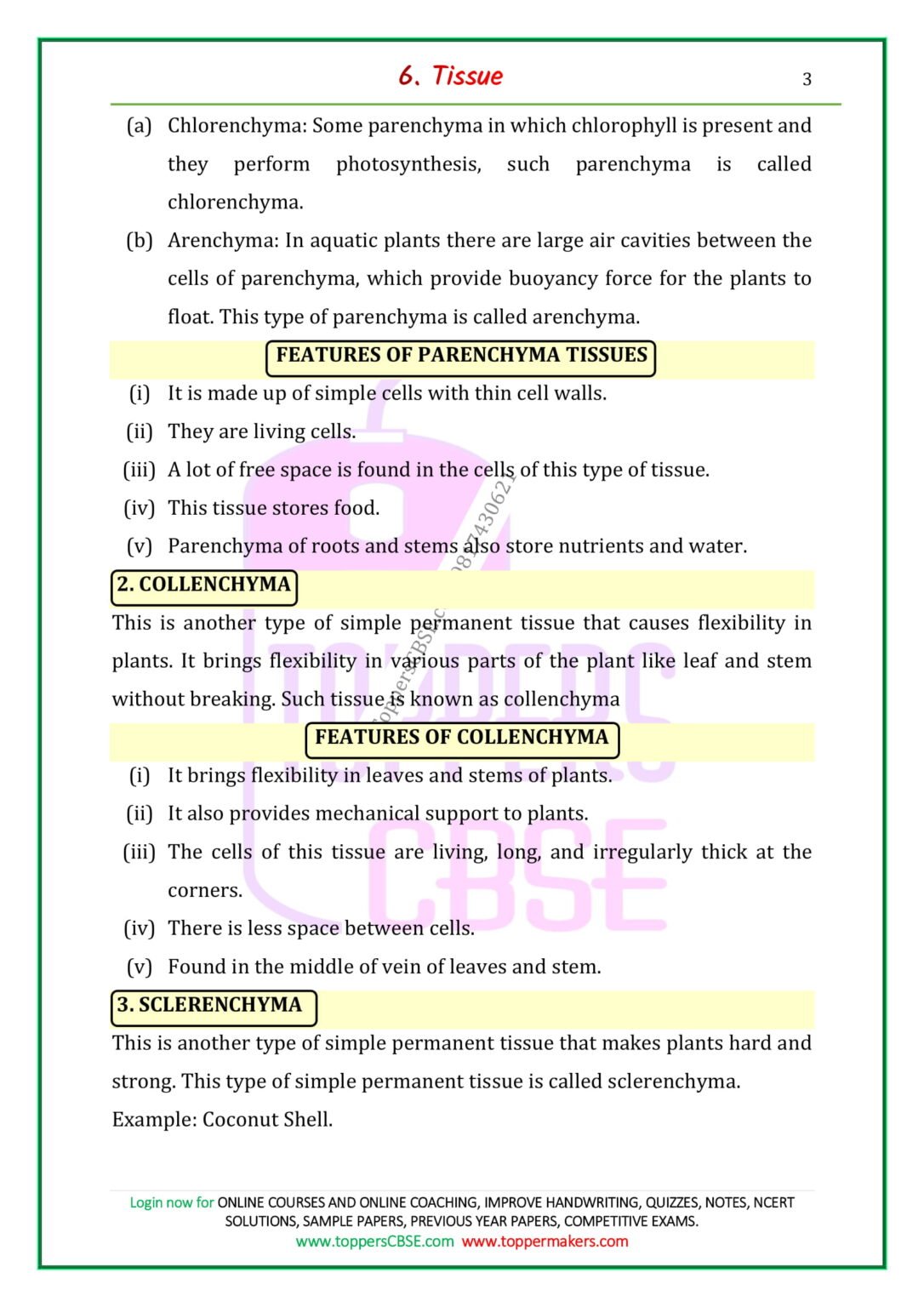CBSE Class 9 Science Notes Chapter 6 Tissues | Toppermakers